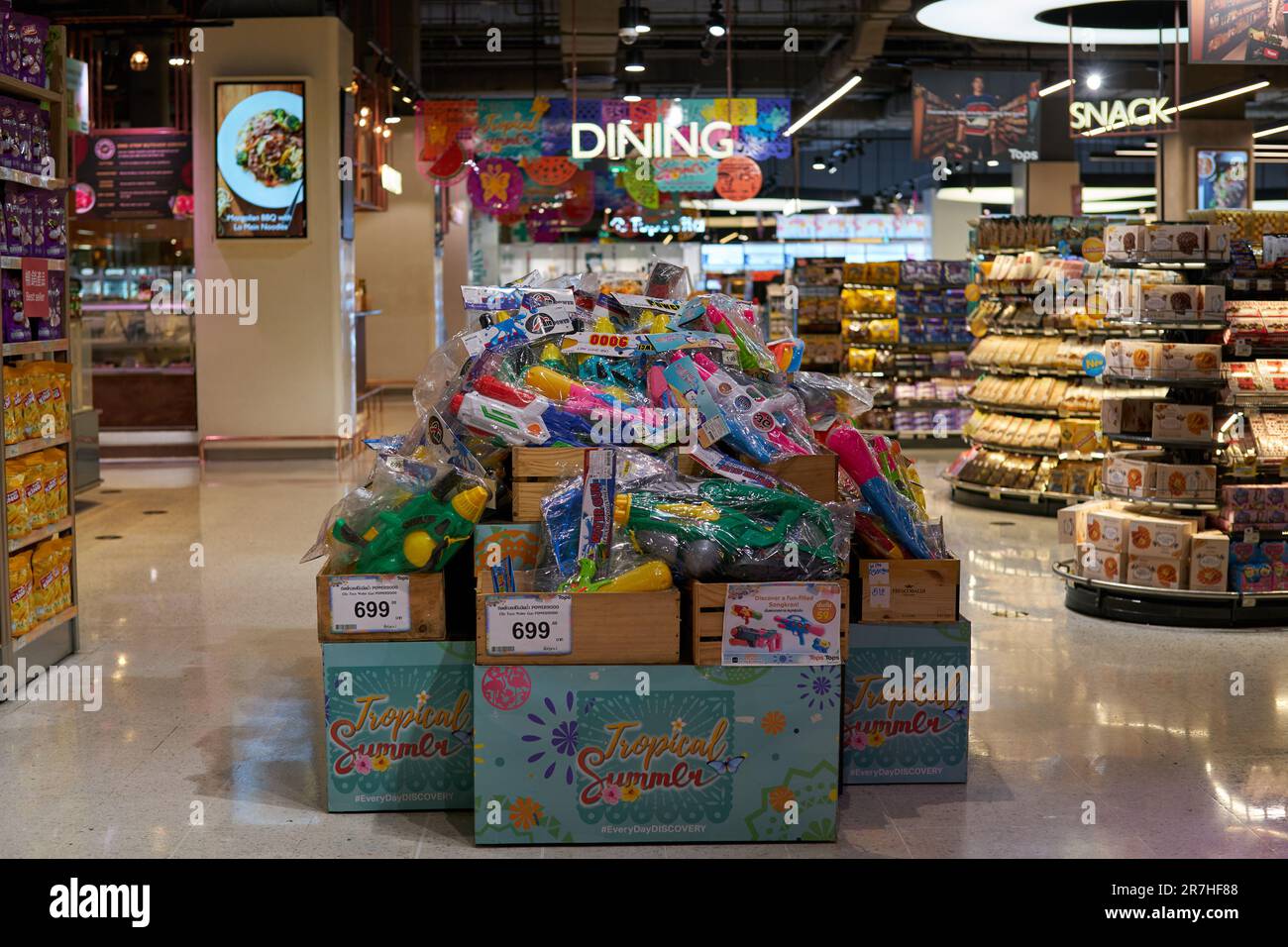 BANGKOK, THAILAND - CIRCA APRIL, 2023: interior shot of Tops Food Hall ...