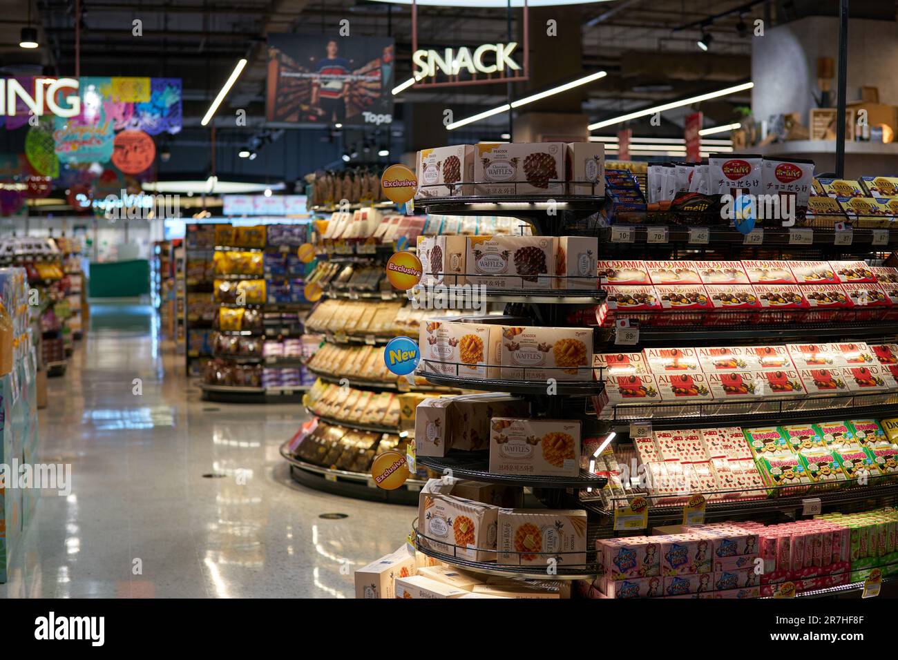 BANGKOK, THAILAND - CIRCA APRIL, 2023: interior shot of Tops Food Hall ...