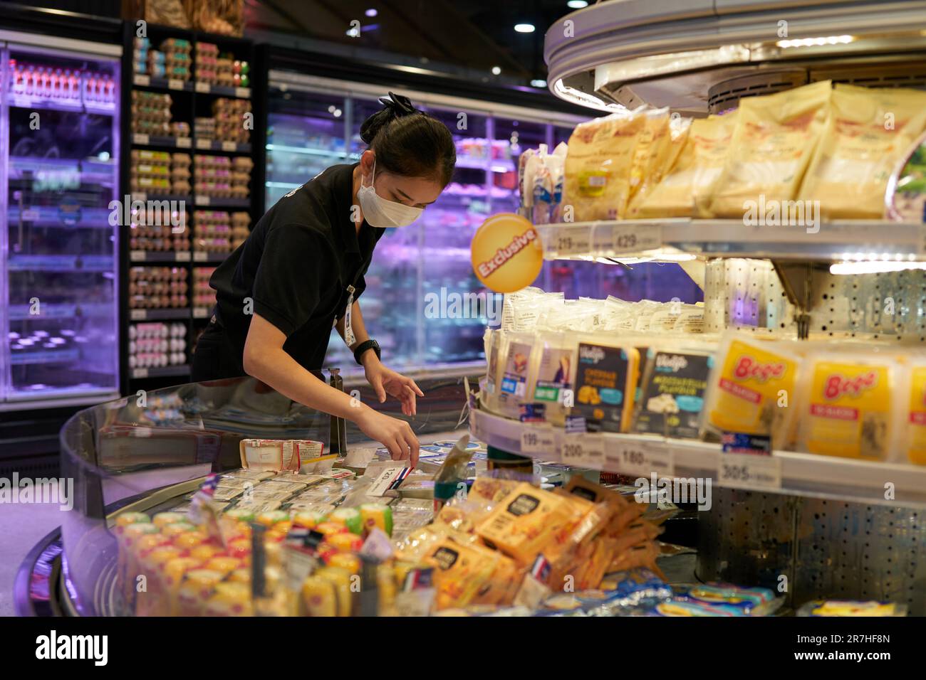 BANGKOK, THAILAND - CIRCA APRIL, 2023: employee at Tops Food Hall ...