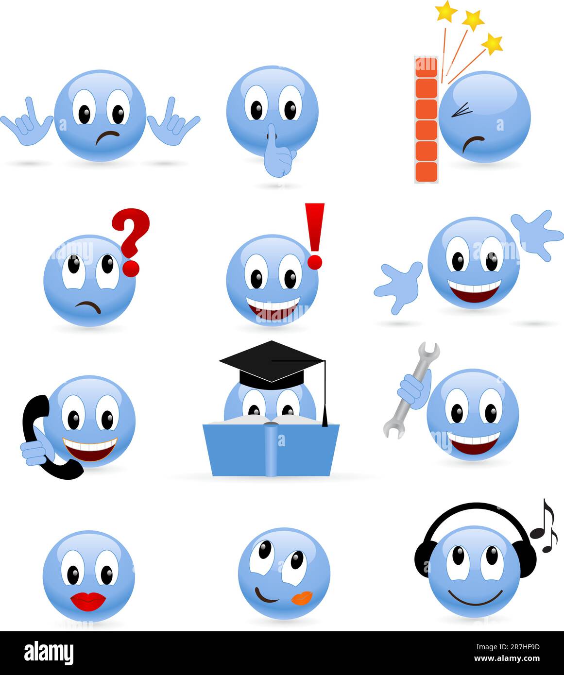 Set of cool smiles. Vector illustration, isolated on a white Stock ...