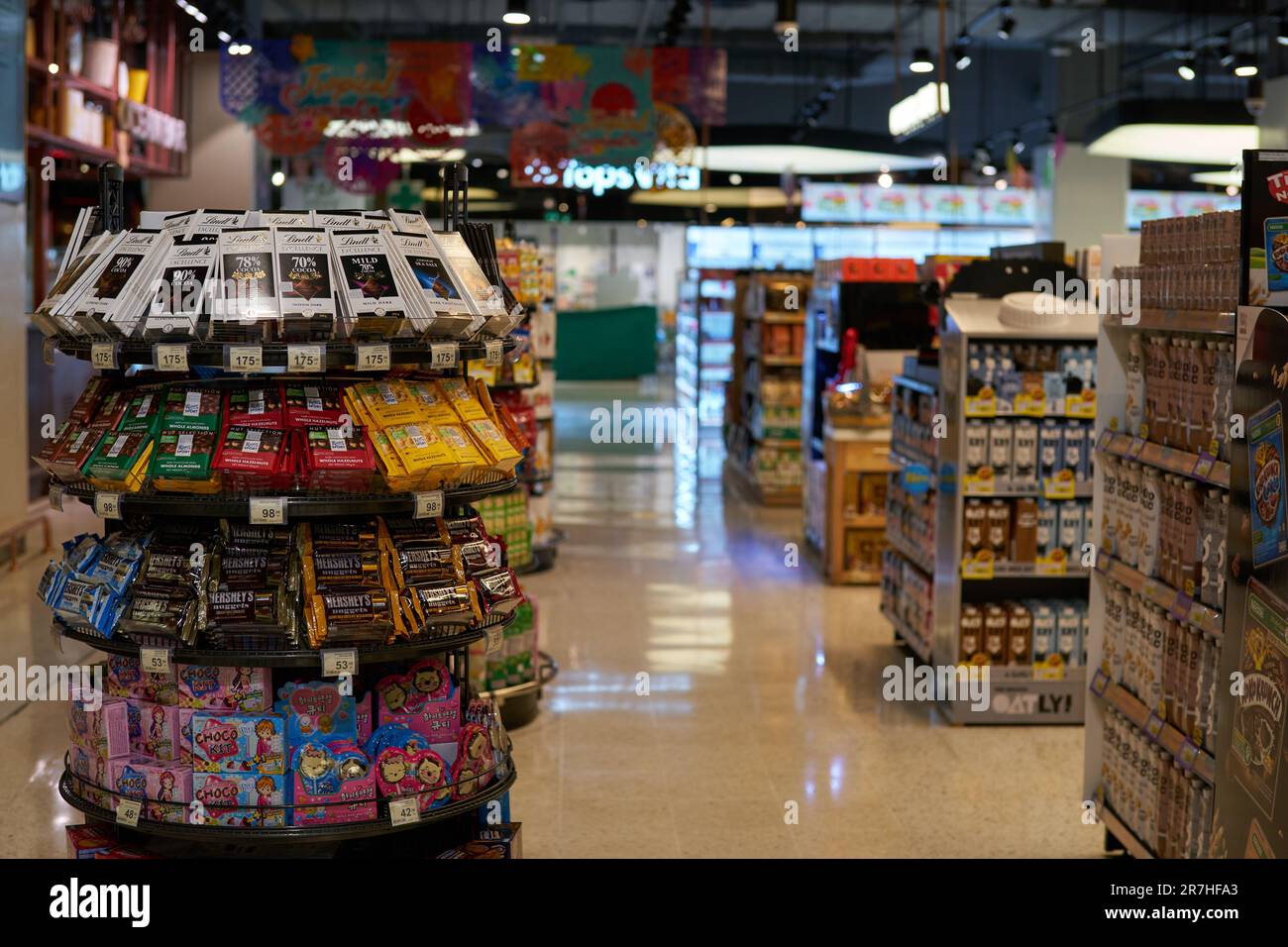 BANGKOK, THAILAND - CIRCA APRIL, 2023: interior shot of Tops Food Hall ...