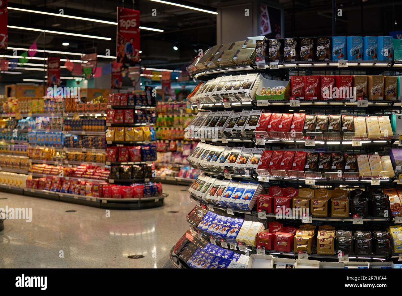 BANGKOK, THAILAND - CIRCA APRIL, 2023: interior shot of Tops Food Hall ...