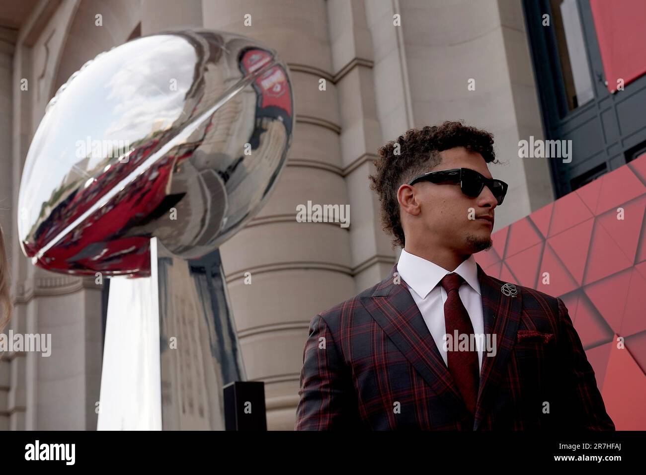 Kansas City Chiefs quarterback Patrick Mahomes arrives at a ceremony ...