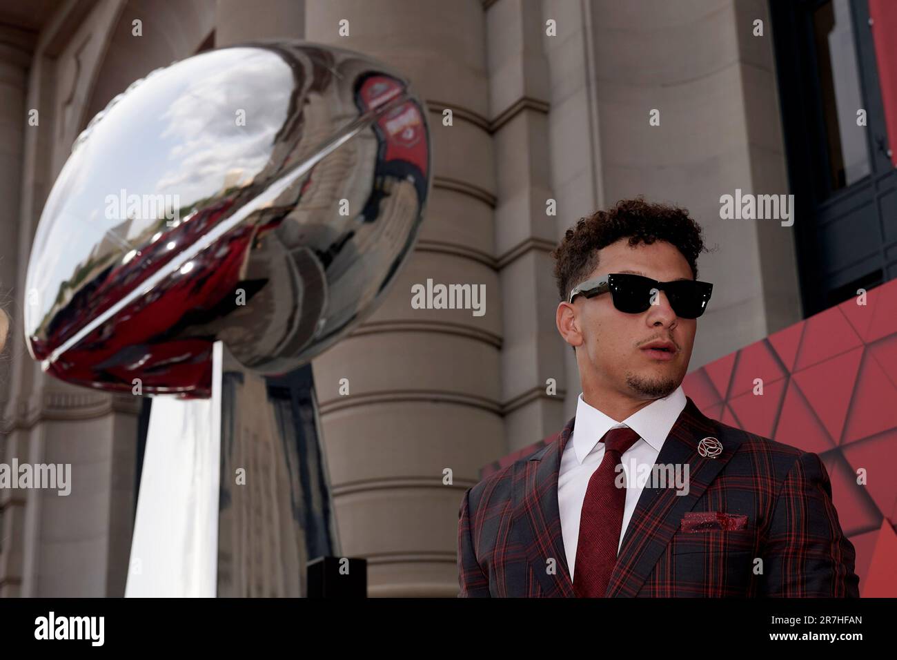 Kansas City Chiefs quarterback Patrick Mahomes arrives at a ceremony ...