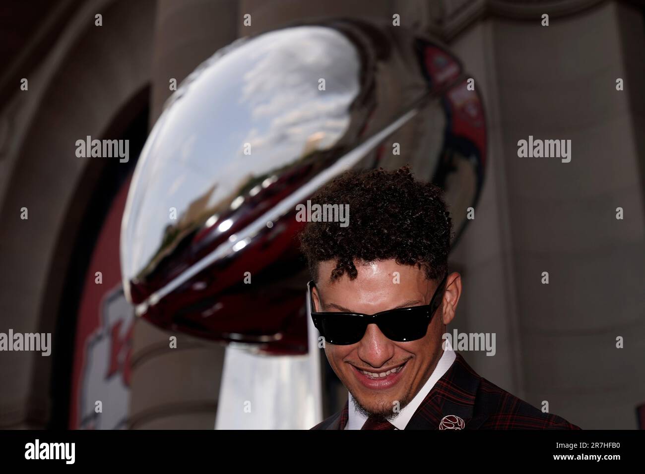 Kansas City Chiefs quarterback Patrick Mahomes arrives at a ceremony ...