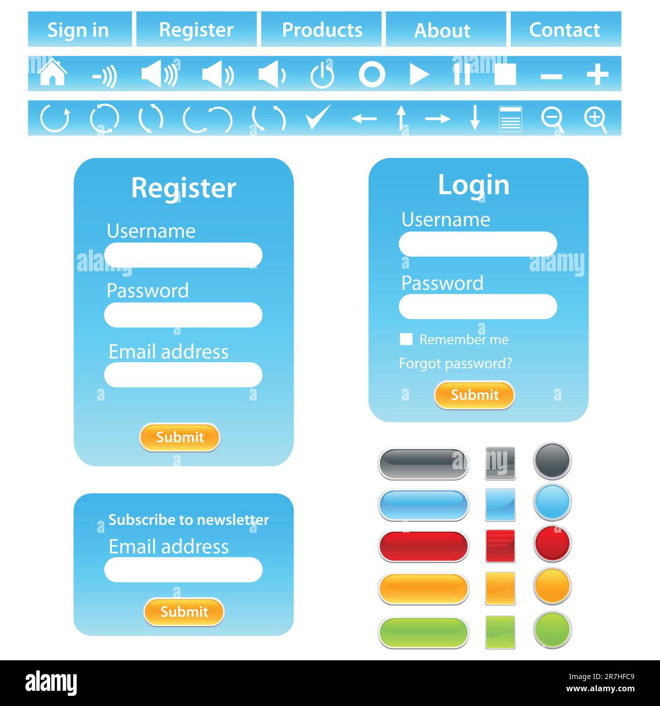 Login icon blue website button Cut Out Stock Images & Pictures - Alamy