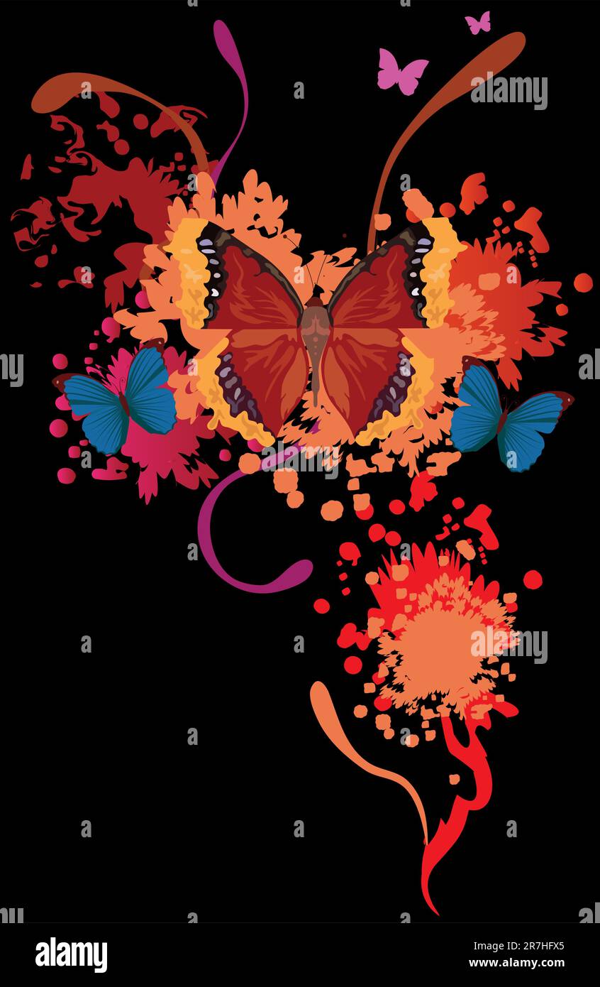 Bright butterfly collection with splashes for your design Stock Vector ...