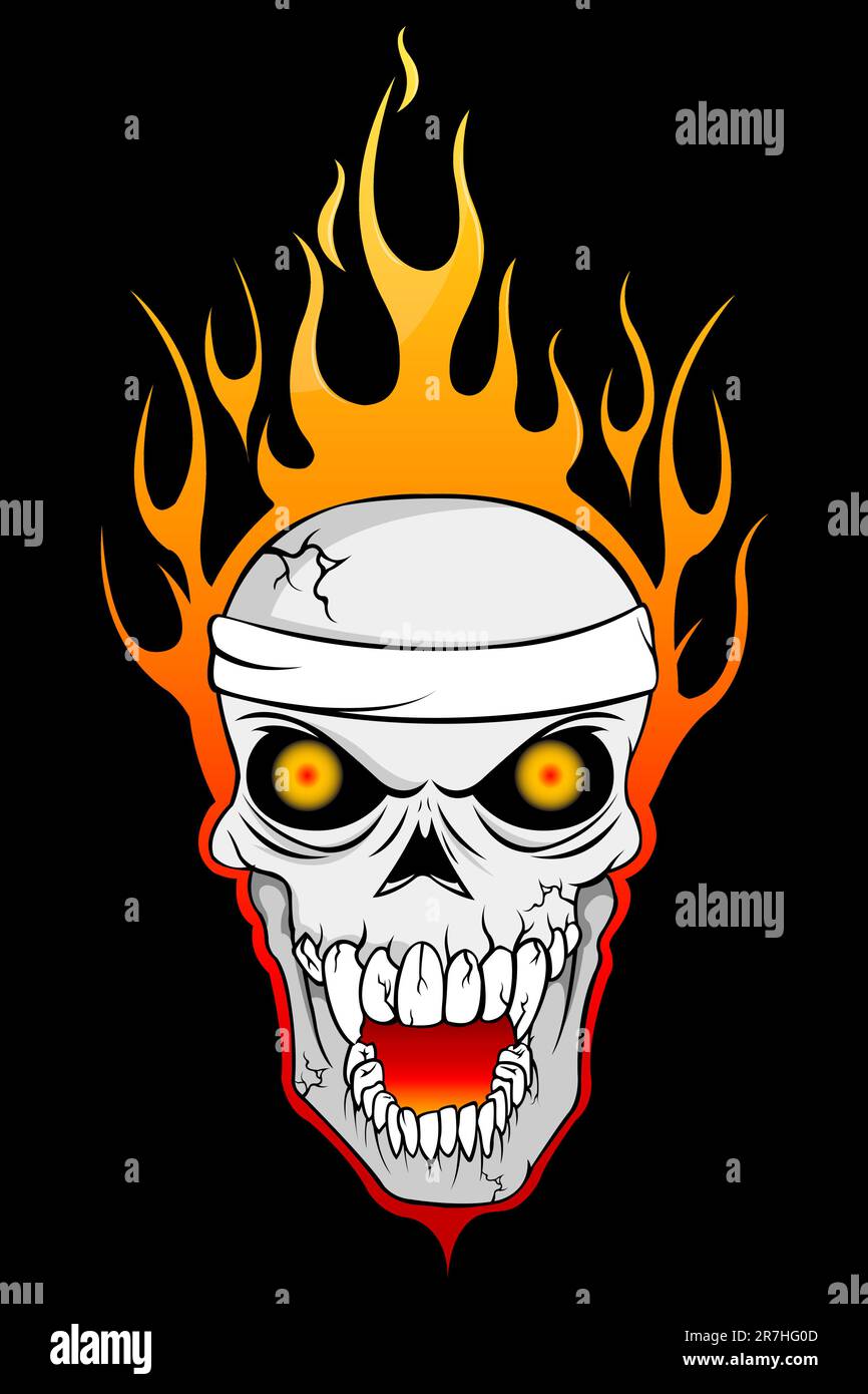 illustration of burning skull on abstract background Stock Vector Image ...