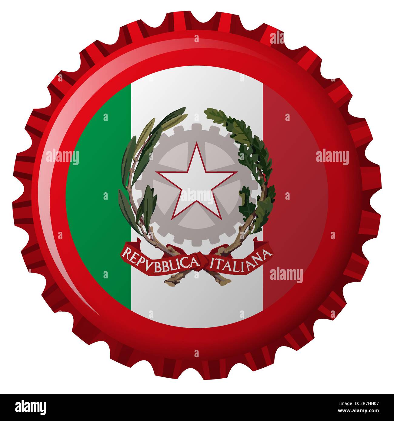 italy abstract flag on bottle cap, isolated on white background; vector ...