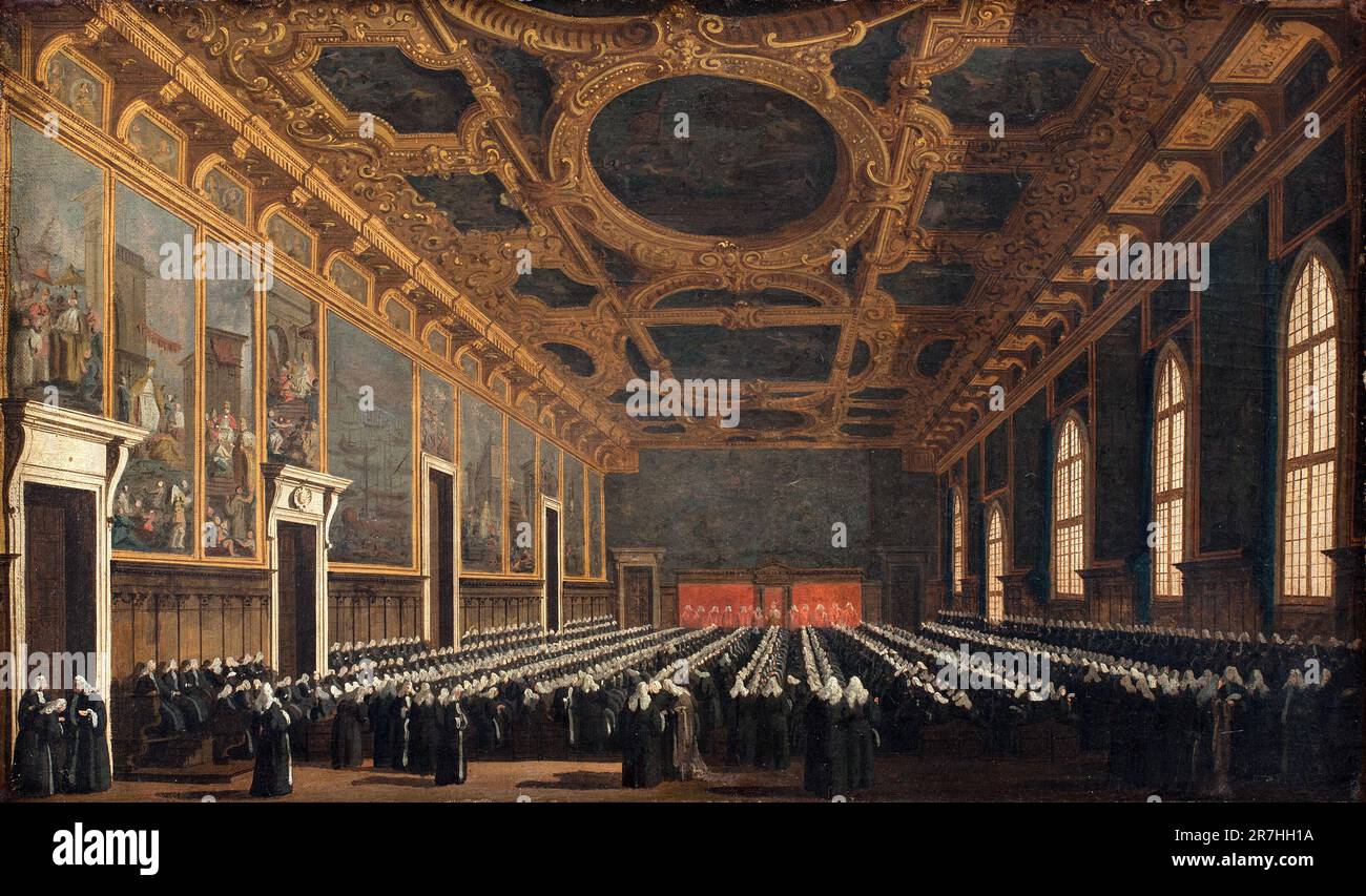 The Doge And Grand Council In Sala Del Maggior Consiglio painted by the ...