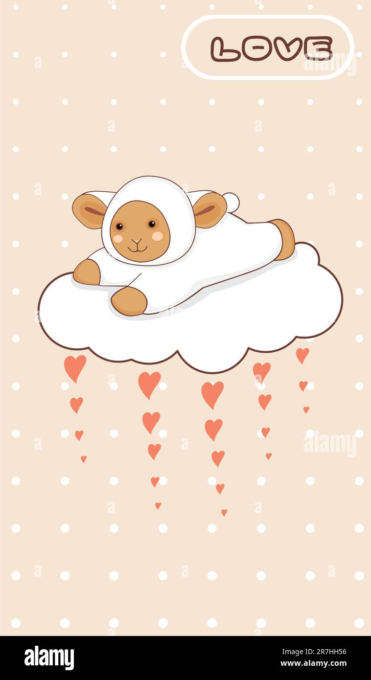 Little lamb flying on a love cloud. St. Valentine's Day Stock Vector ...