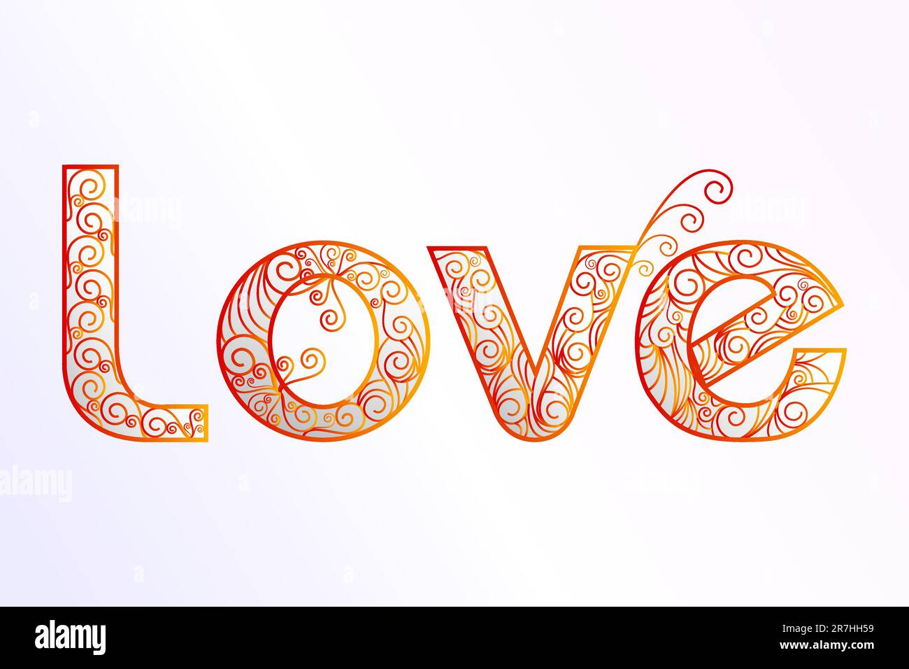 illustration of floral love text on white background Stock Vector Image ...