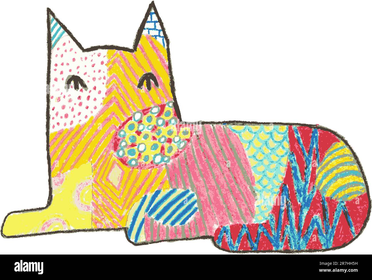 Vector style crayon design of a sitting cat Stock Vector Image & Art ...