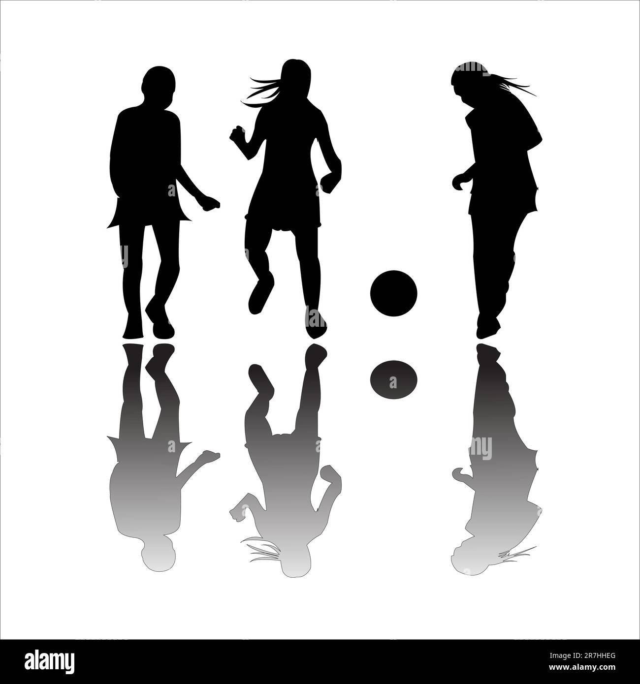 girls playing football, vector art illustration; more drawings in my ...