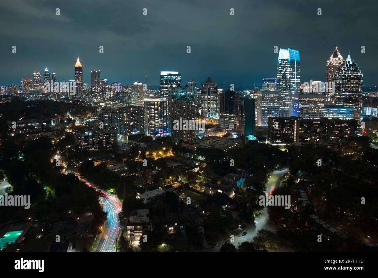 Aerial view of downtown district of Atlanta city in Georgia, USA ...