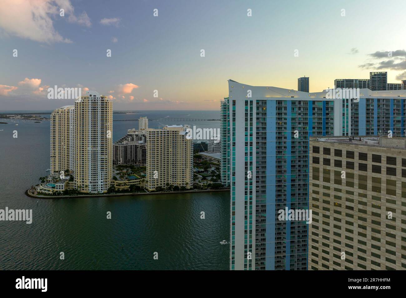 Aerial view of downtown district of of Miami Brickell in Florida, USA ...