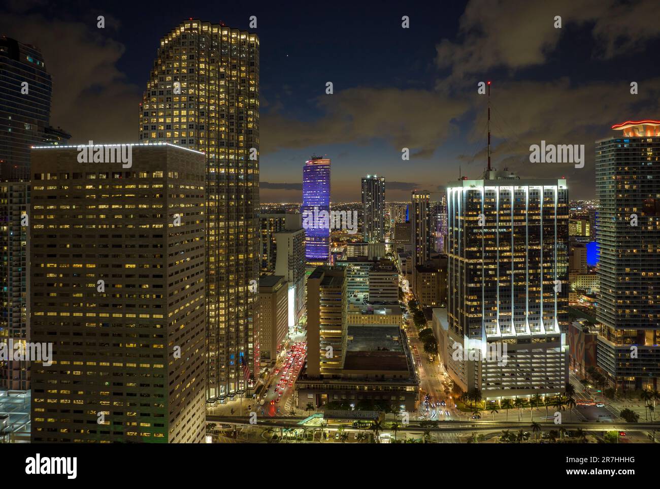 Aerial view of downtown district of of Miami Brickell in Florida, USA ...