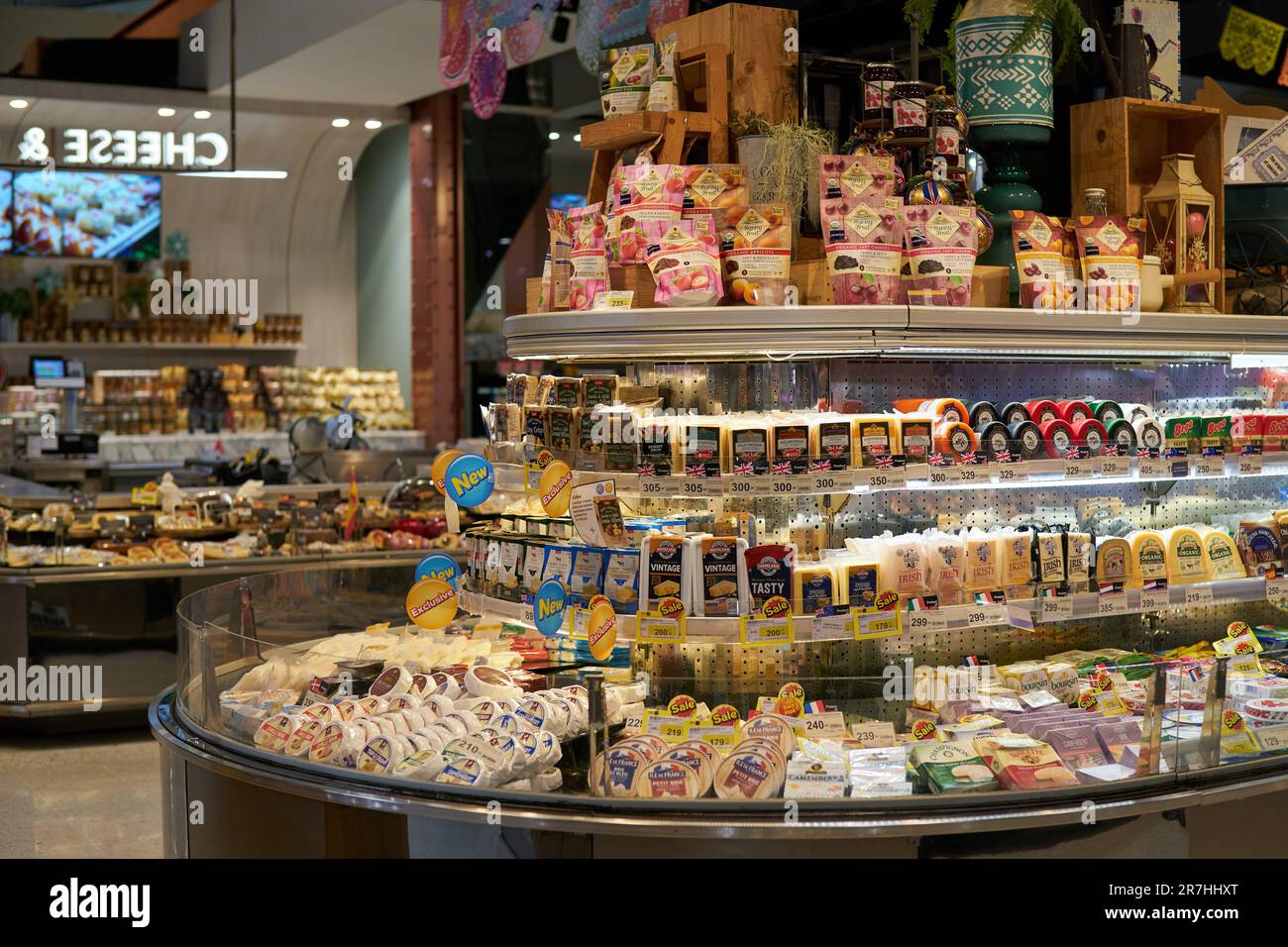 BANGKOK, THAILAND - CIRCA APRIL, 2023: various cheeses on display at ...