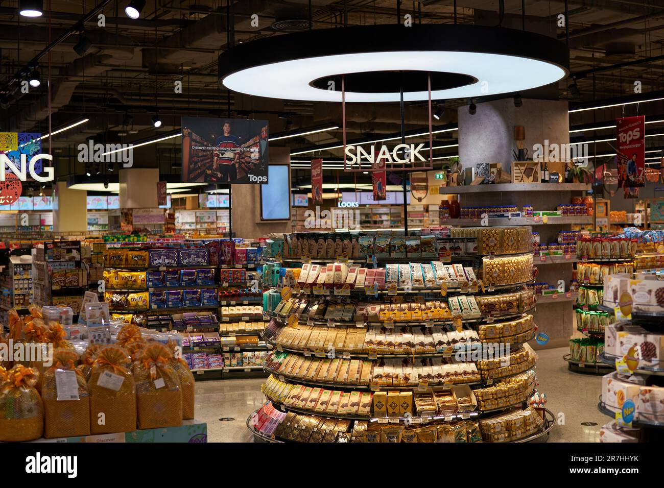 BANGKOK, THAILAND - CIRCA APRIL, 2023: interior shot of Tops Food Hall ...