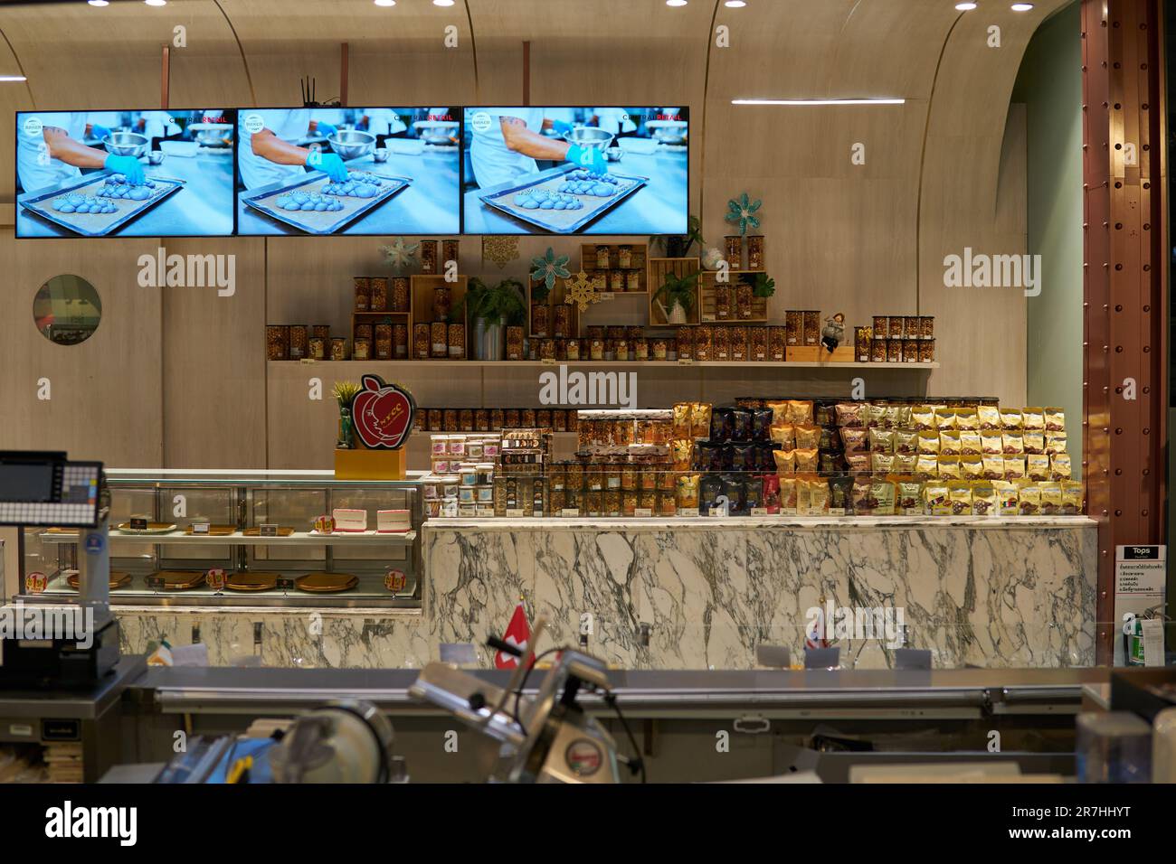 BANGKOK, THAILAND - CIRCA APRIL, 2023: interior shot of Tops Food Hall ...