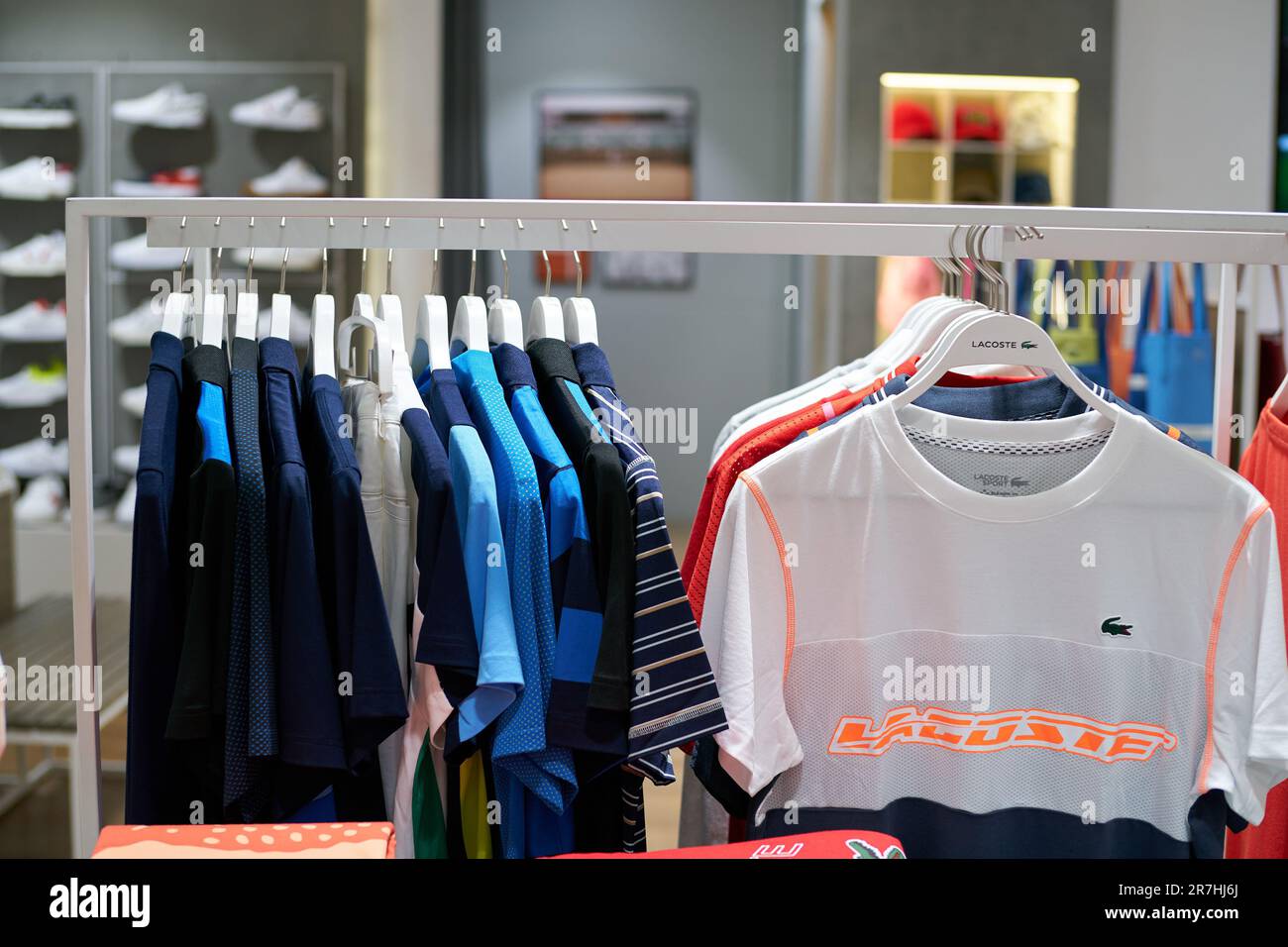 BANGKOK, THAILAND - CIRCA APRIL, 2023: interior shot of Lacoste retail ...