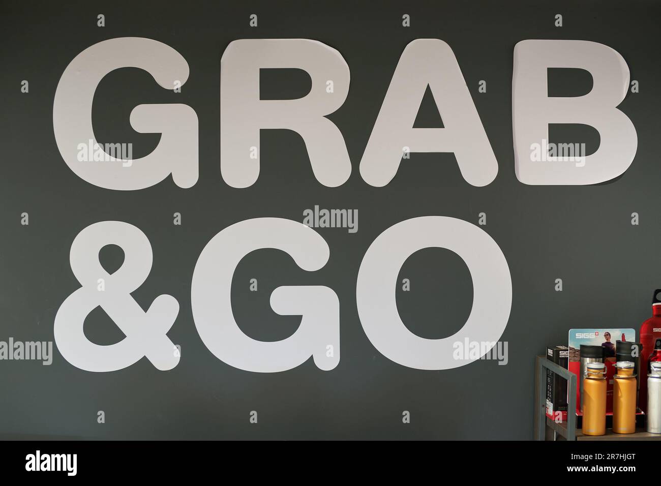 BANGKOK, THAILAND - CIRCA APRIL, 2023: close up shot of Grab and Go ...