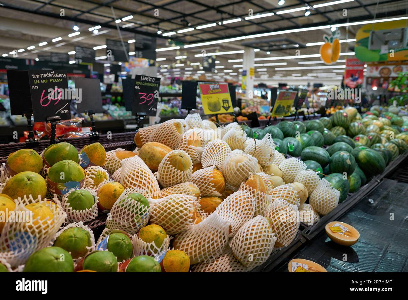 PATTAYA, THAILAND - CIRCA APRIL, 2023: produce on display at Big C ...