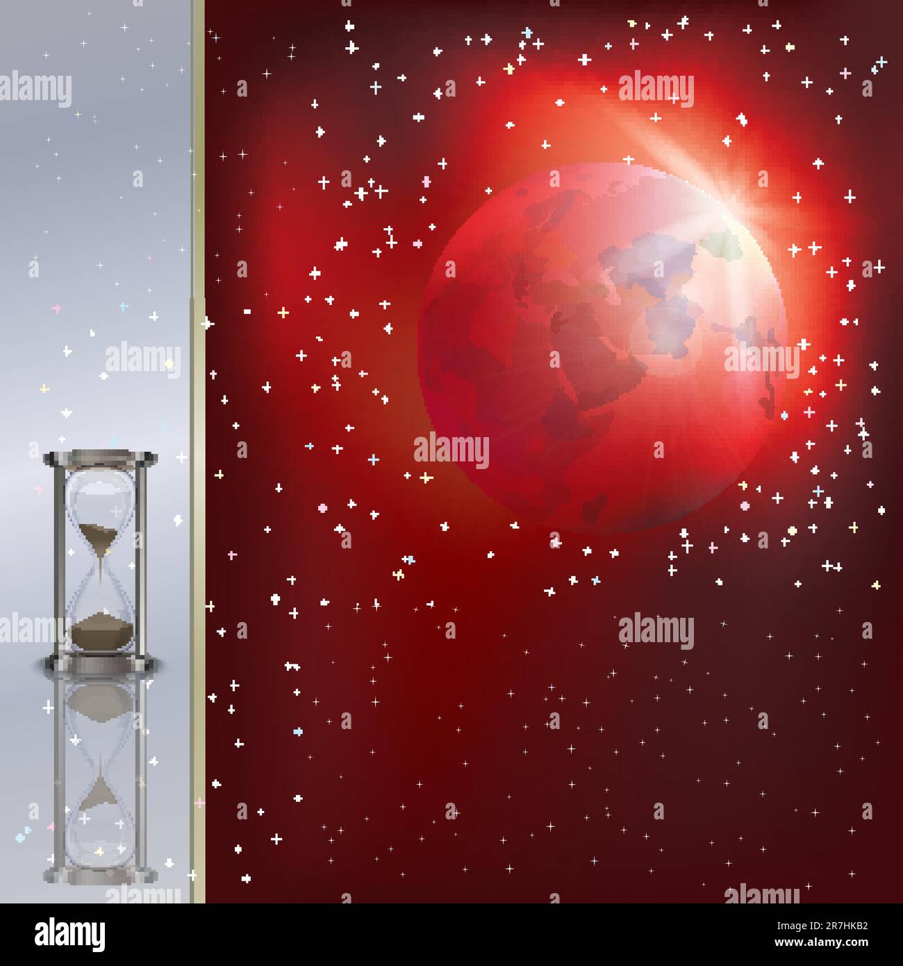abstract illustration with hourglass and globe in the space Stock ...