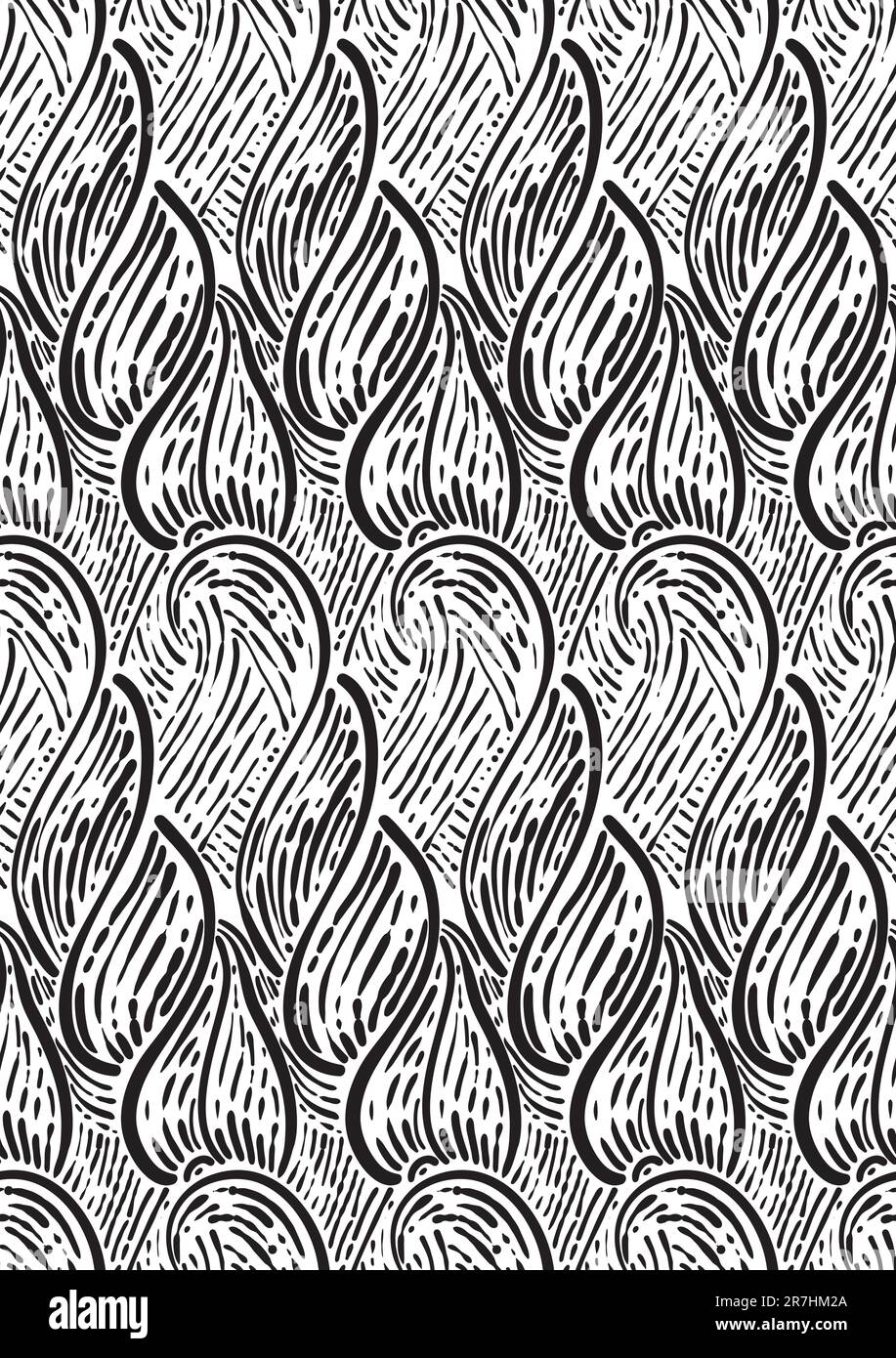 vector seamless monochrome pattern with abstract leaves, clipping masks ...