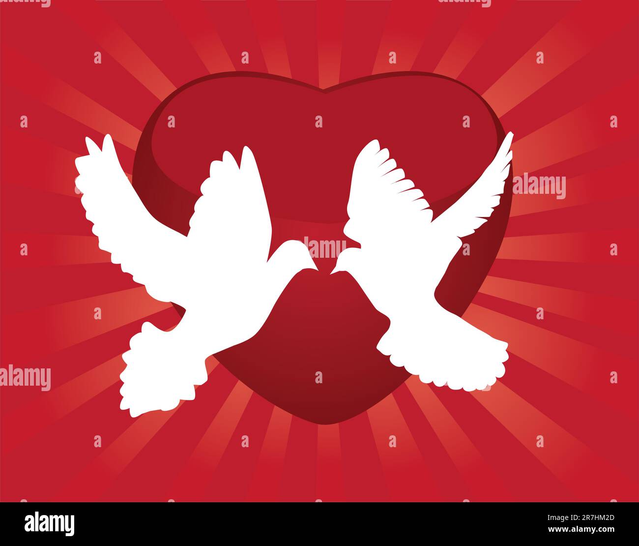 vector illustration of white doves and red heart background Stock ...