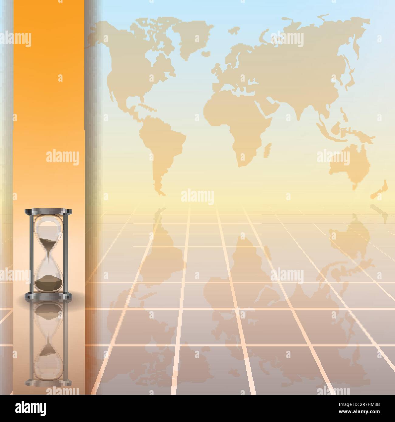 abstract color illustration with hourglass and earth map Stock Vector ...