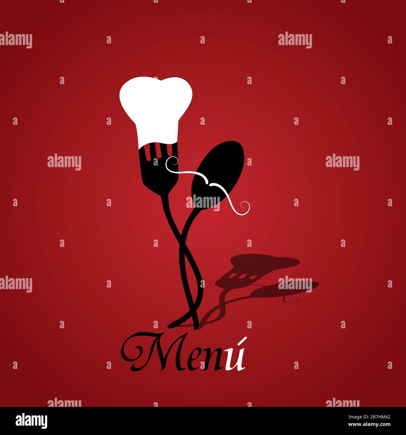 Vector menu pattern with spoon and fork on red background Stock Vector ...