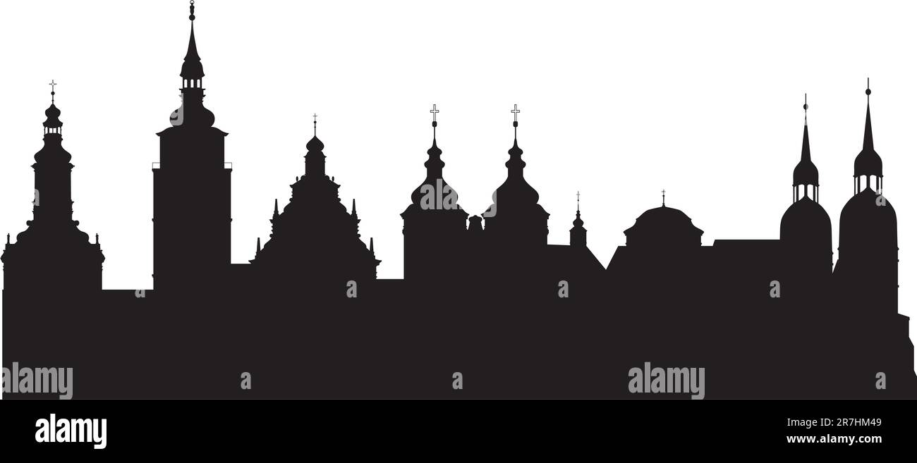 The silhouette of the historic town of Trnava in Slovakia Stock Vector ...