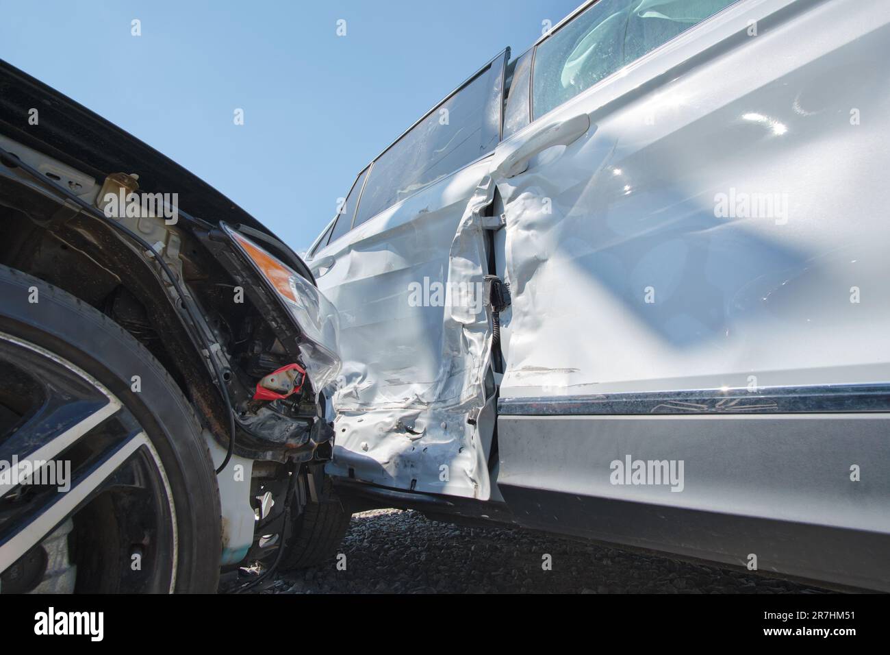 Cars crashed heavily in road accident after collision on city street ...