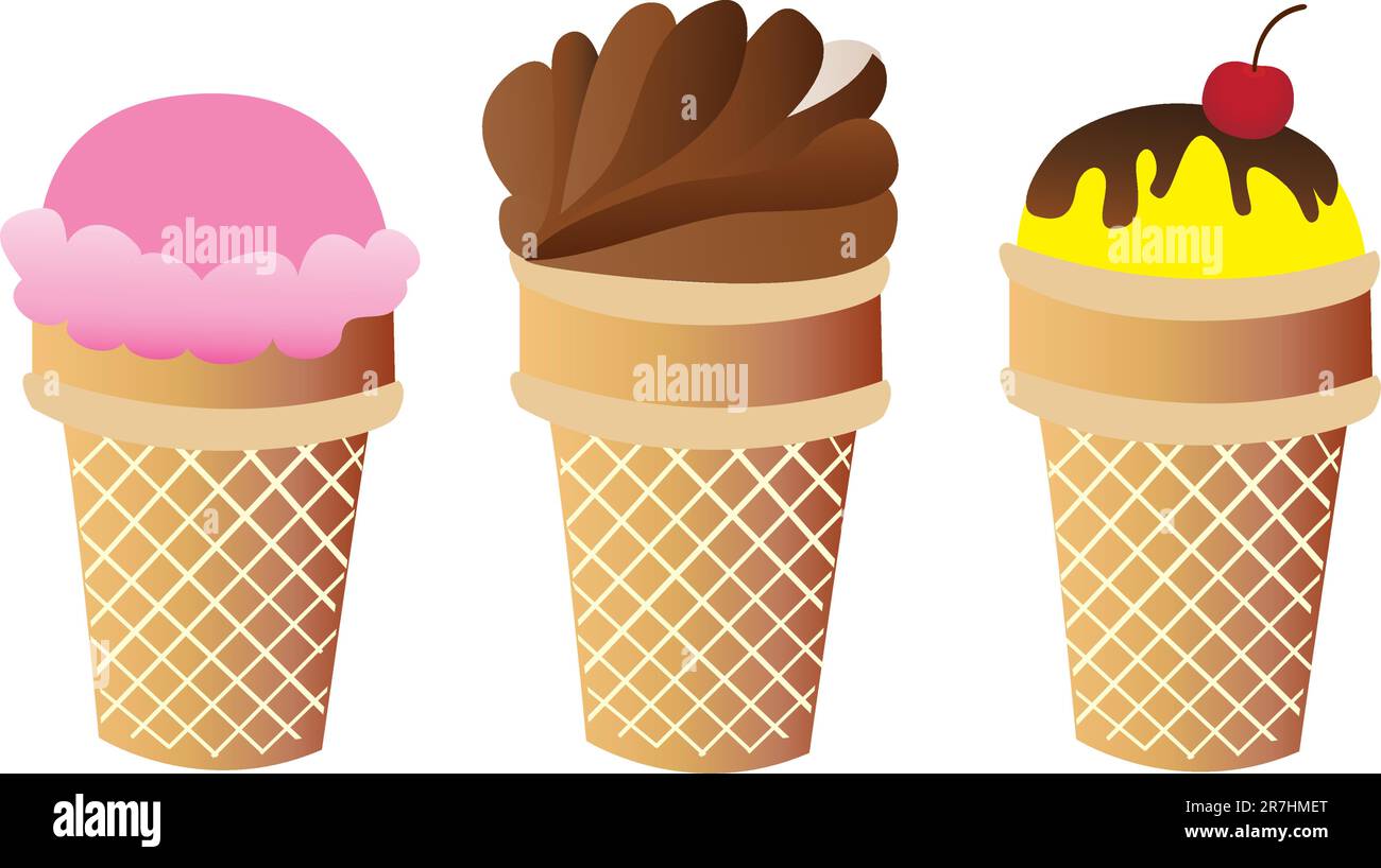 Three ice cream cones Stock Vector Images - Alamy
