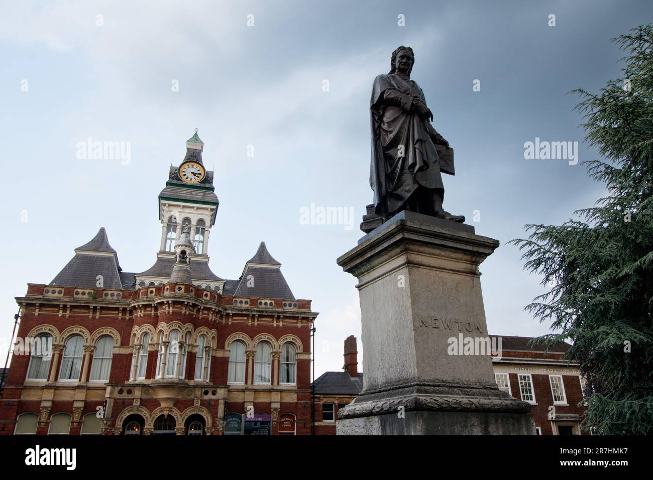 A bronze statue of Sir Isaac Newton (1642-1727) standing on St Peters ...