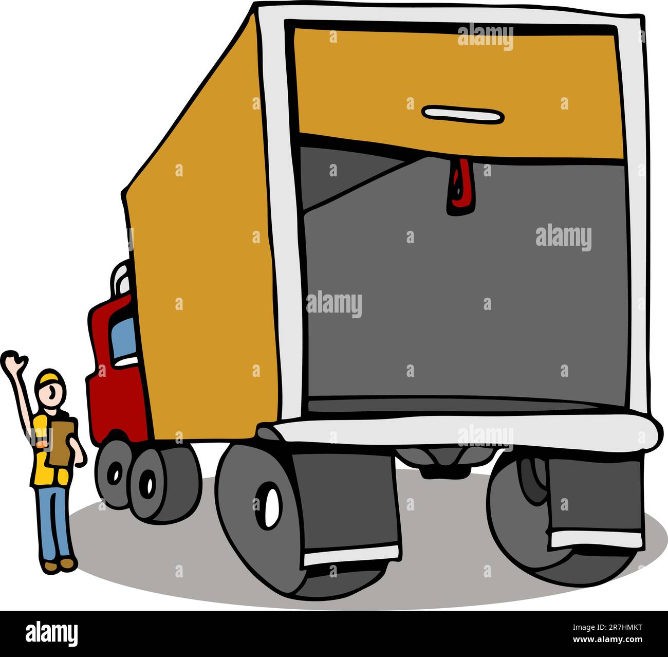 An image of a man inspecting a truck for safety Stock Vector Image ...