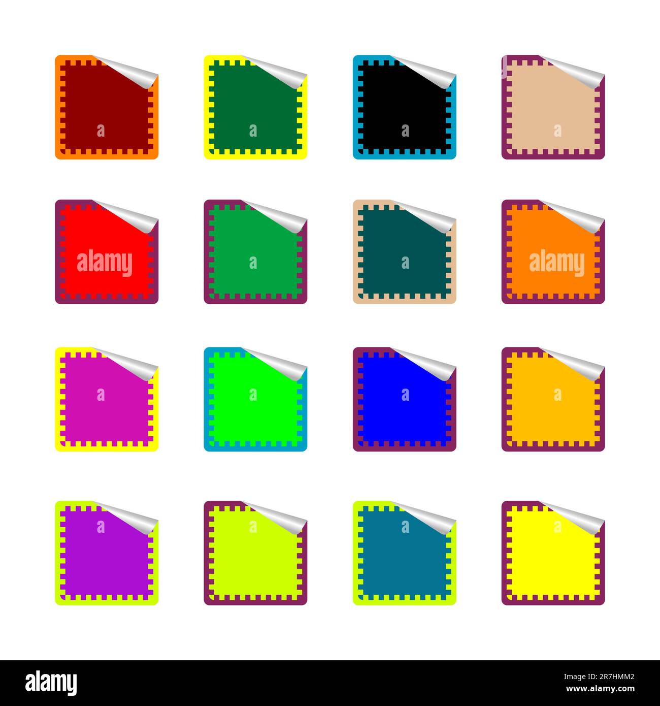 rounded rectangle colored stickers isolated on white, vector art ...