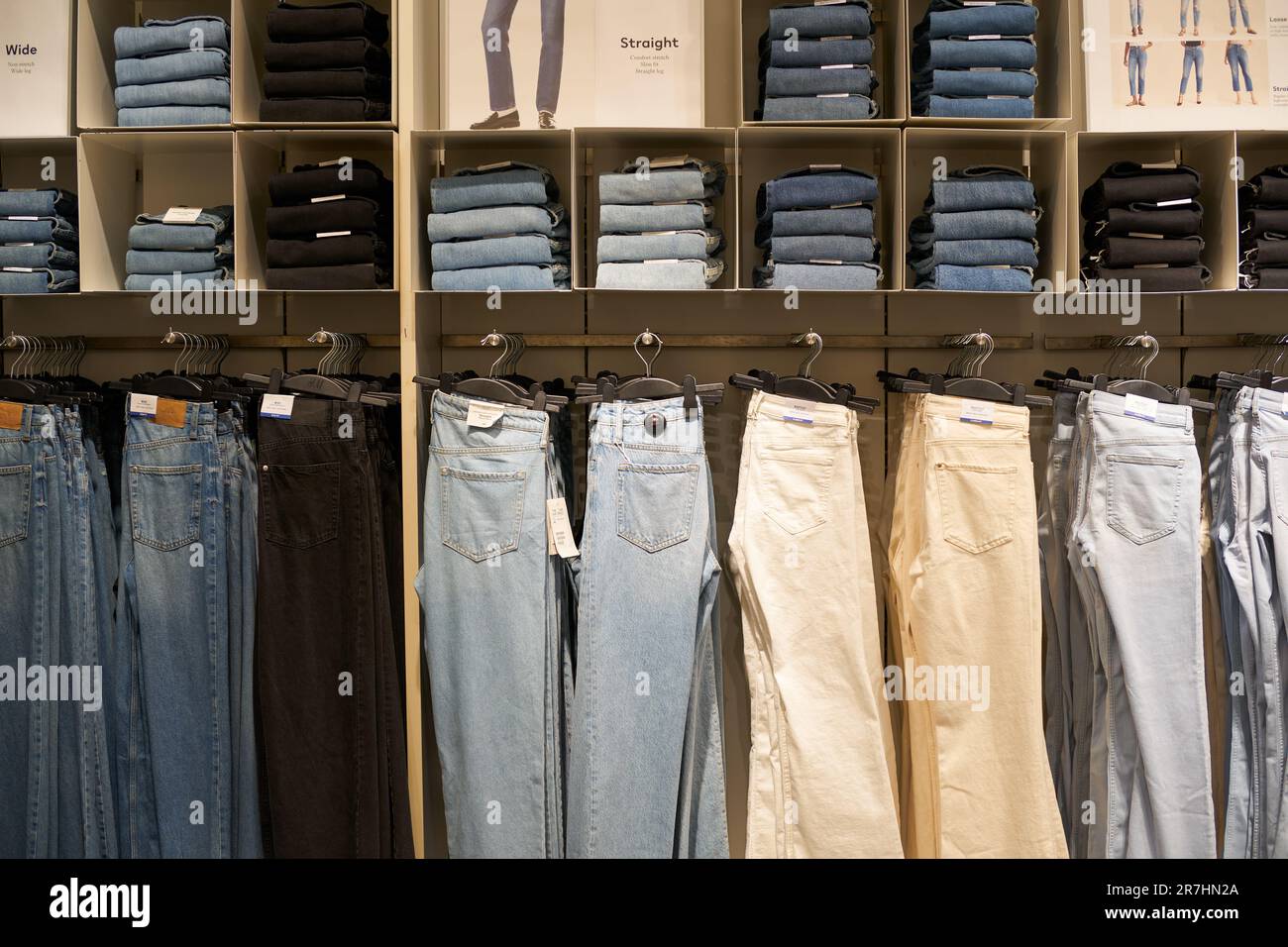 PATTAYA, THAILAND - CIRCA APRIL, 2023: jeans displayed at H and M ...