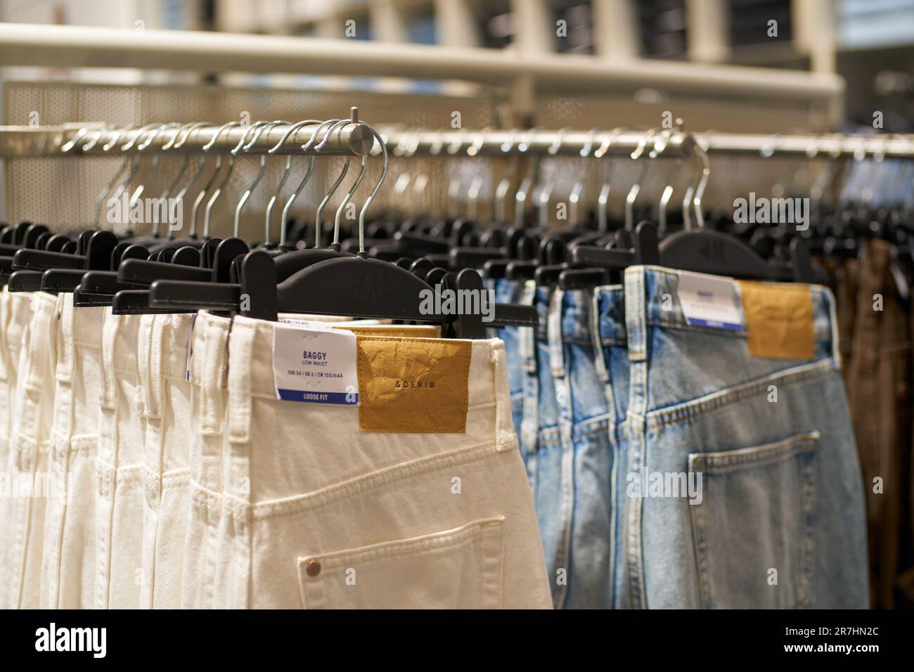 PATTAYA, THAILAND - CIRCA APRIL, 2023: close up shot of jeans displayed ...