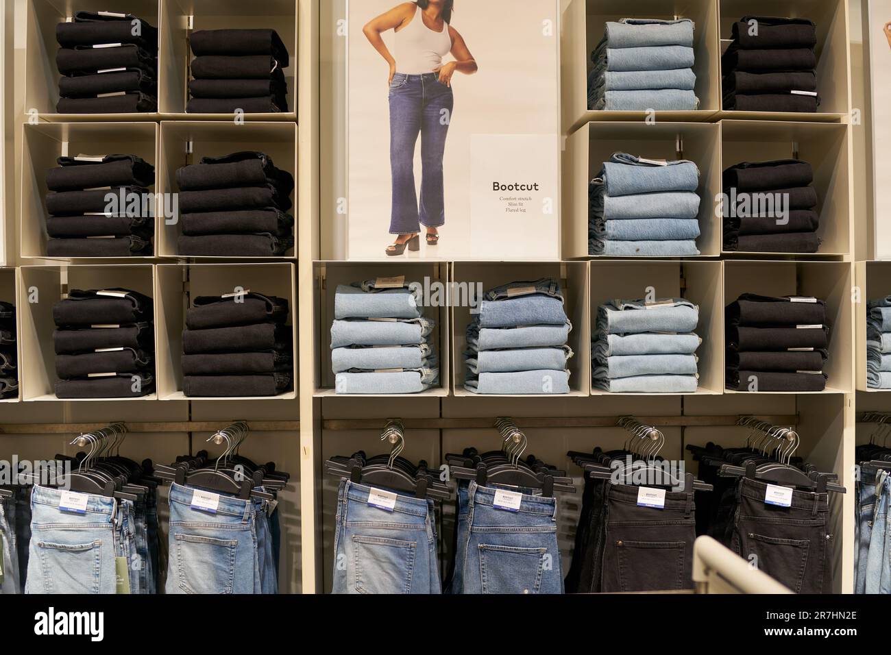 PATTAYA, THAILAND - CIRCA APRIL, 2023: jeans displayed at H and M ...