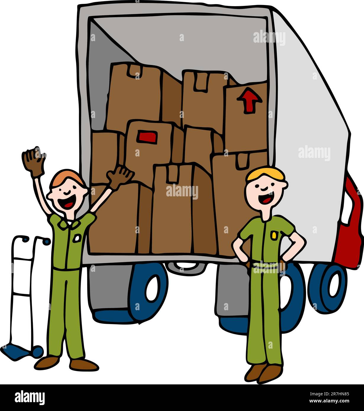 An image of a moving men and truck with boxes Stock Vector Image & Art ...