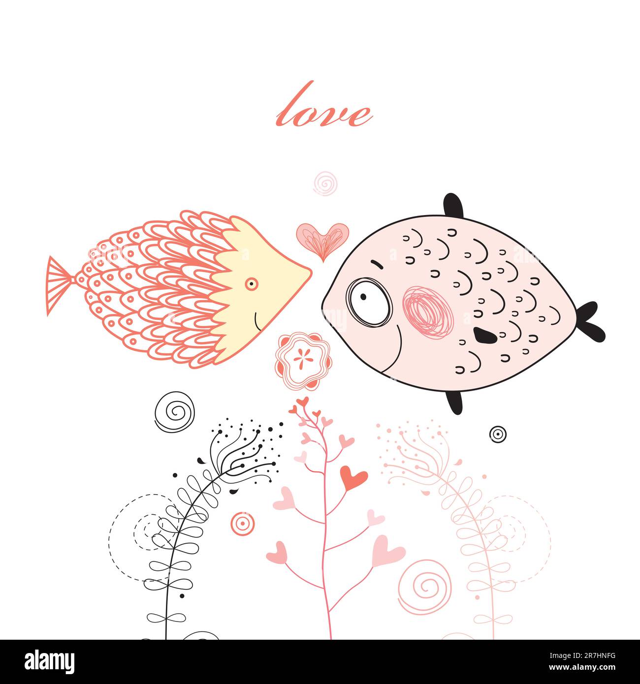 graphic bright love fish on a white background Stock Vector Image & Art ...