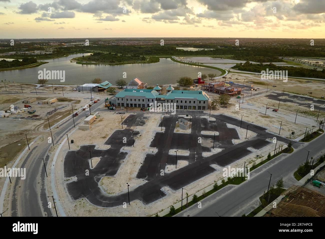 New apartment buildings under construction in american rural area ...