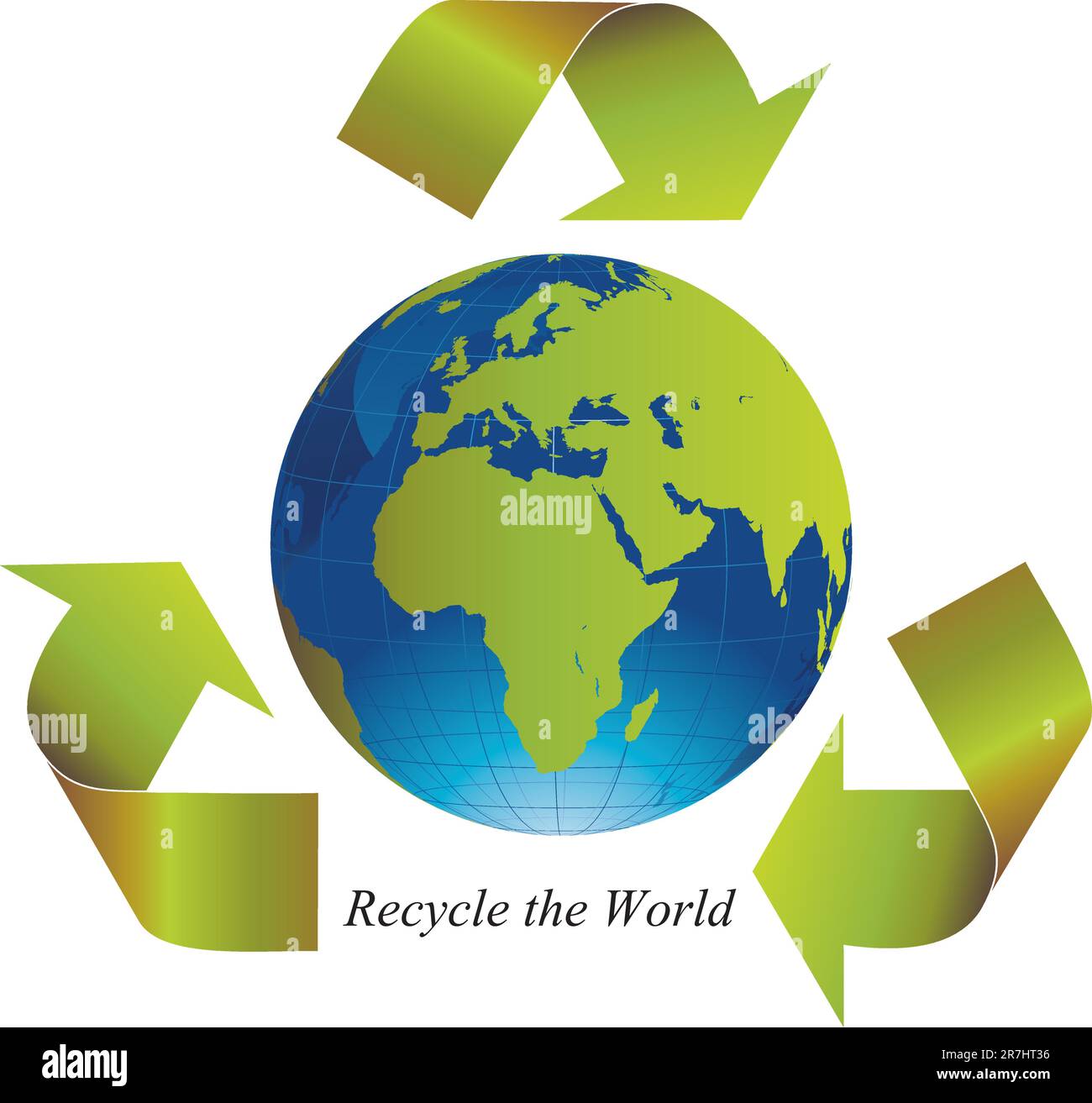 Green arrows around the world indicating recycling Stock Vector Image & Art - Alamy