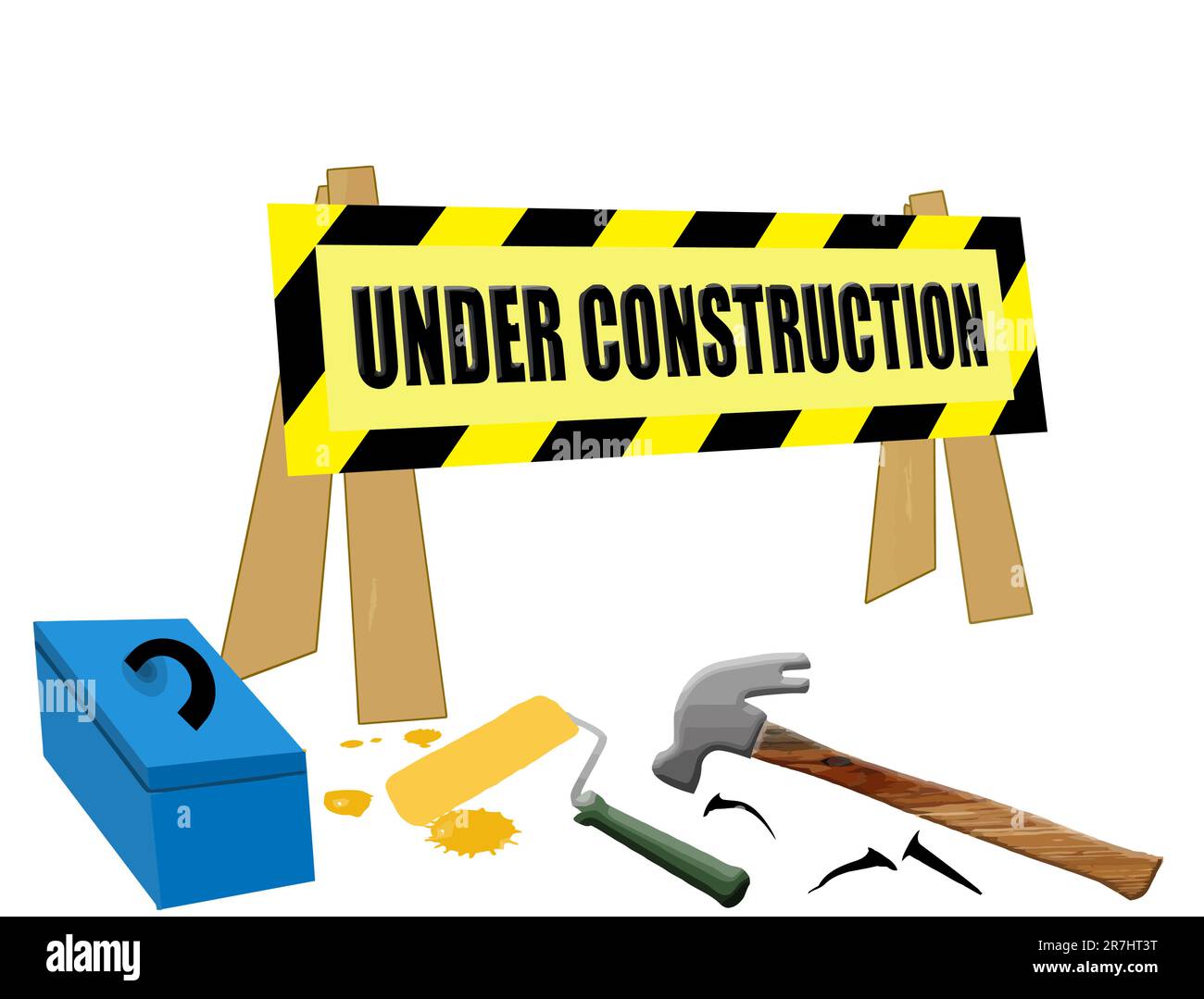 Under construction scene, on white background, vector illustration ...