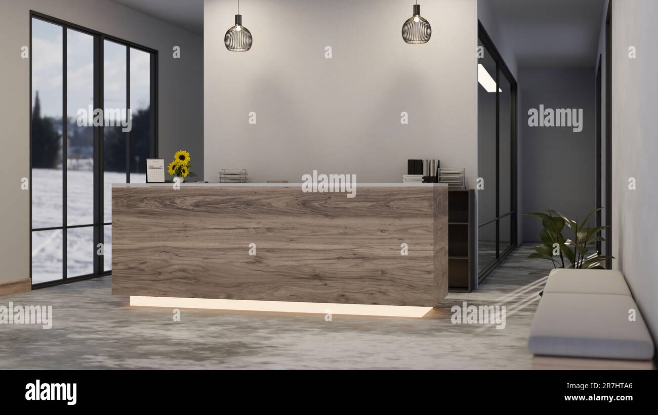 Interior design of a beautiful modern lobby or office reception area ...