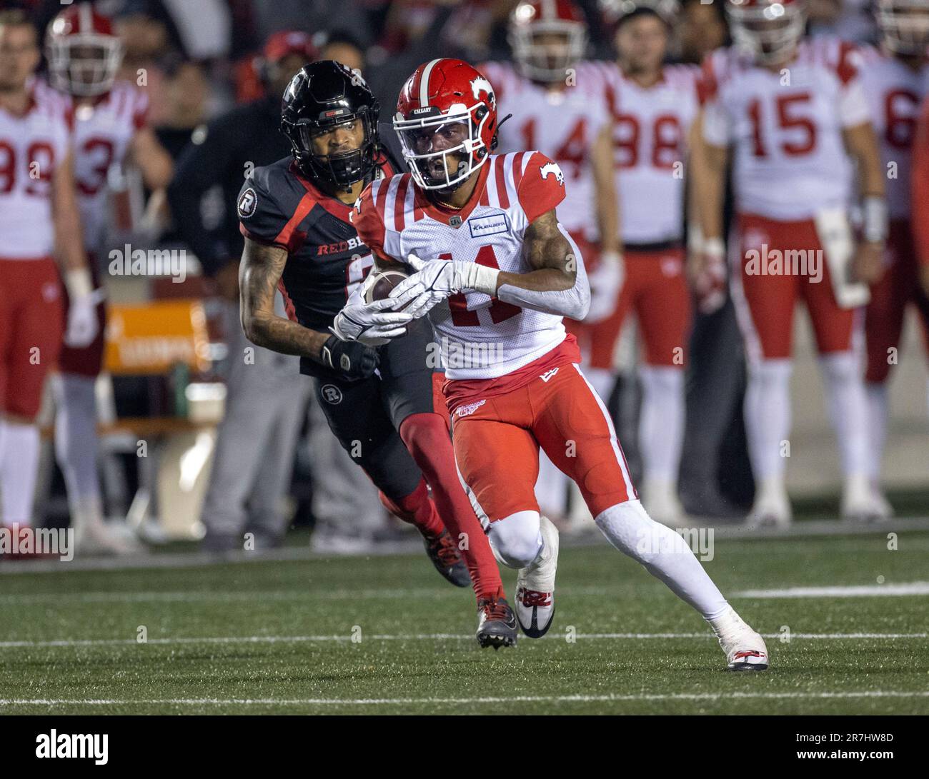 (Ottawa, Canada---15 June 2023) Malik Henry (11) of the Calgary ...
