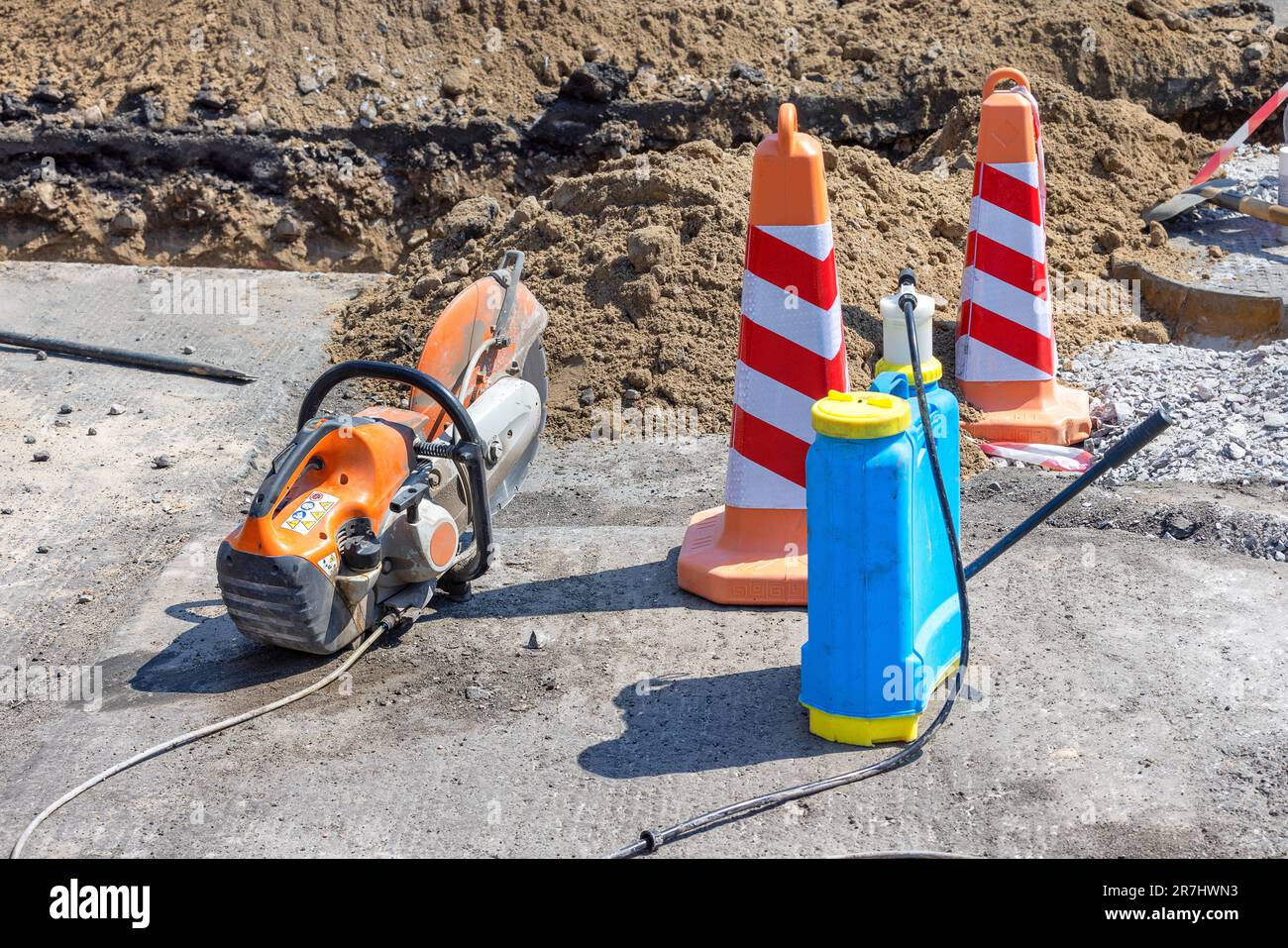 Peyrol disc cutter with a hand pump for water supply when the disc is ...