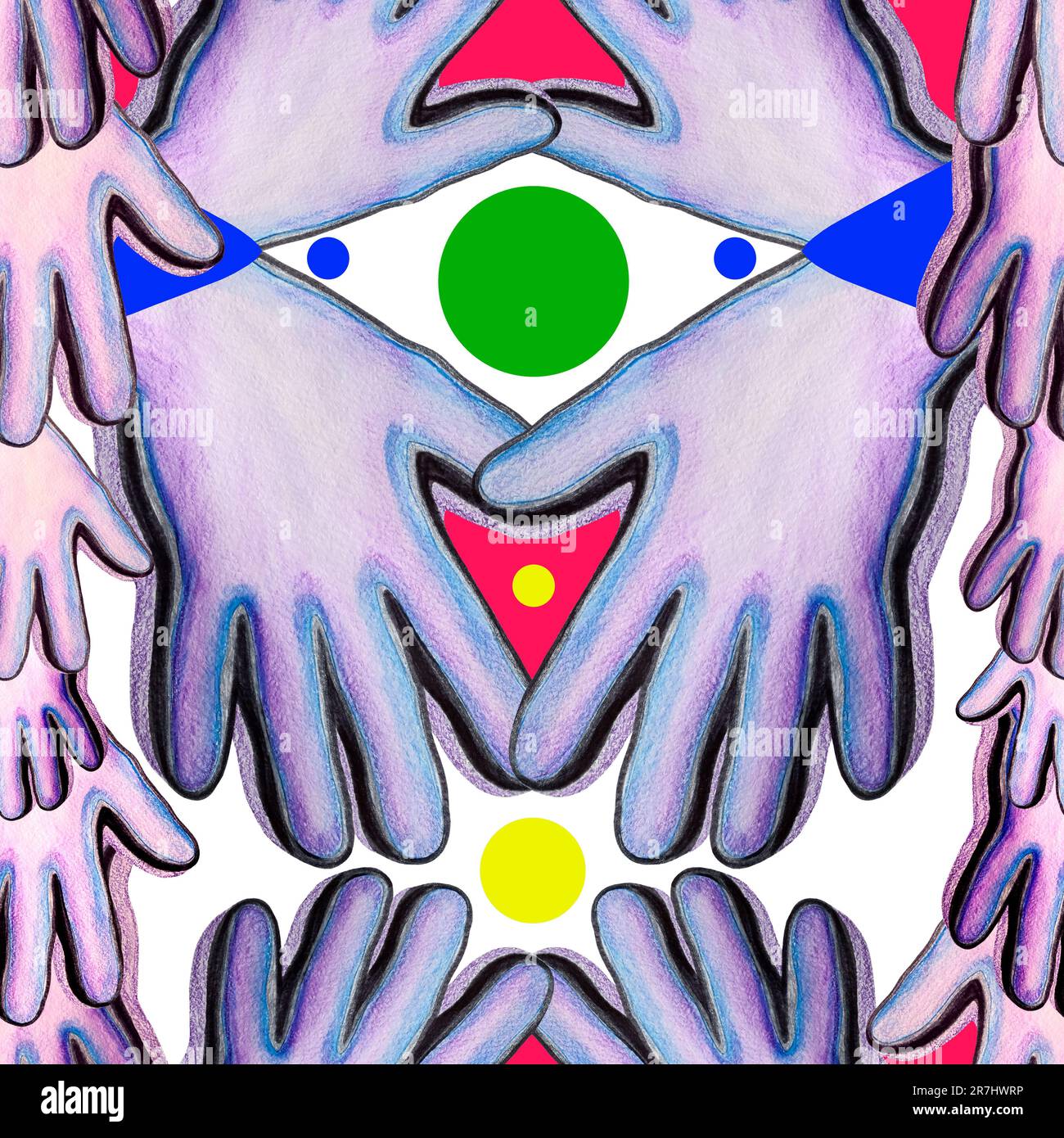 Seamless texture of violet silhouettes of palms on a white background ...